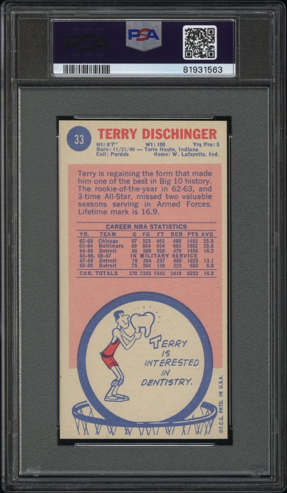 1969 Topps #33 Terry Dischinger PSA 8 | eBay