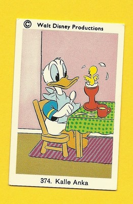 Donald Duck Eating Egg Chick Vintage 1970s Walt Disney Card from Sweden ...