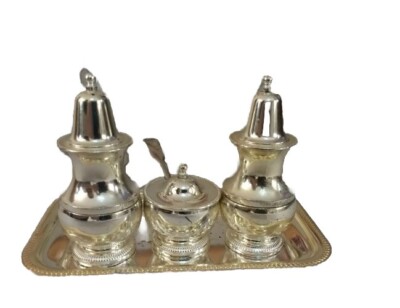 The Regency Collection. Silver Plated Condiment Set Salt Sugar Shaker ...