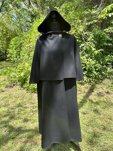 Vtg 80s C’est Simone Cloak Black Hooded Pockets Whimsigoth Witchy ...