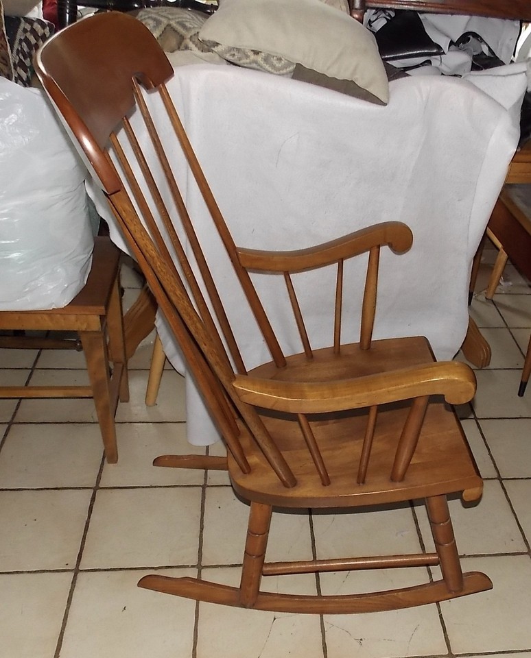 Solid Maple Mid Century Rocker / Rocking Chair by Nichols & Stone | eBay