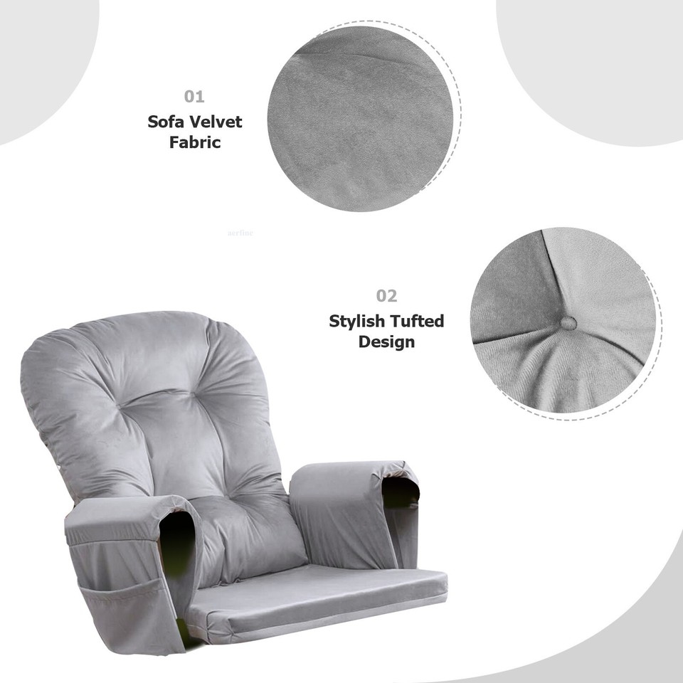 5Pcs Glider Cushion ONLY Velvet Rocking Ottoman Glider Replacement ...