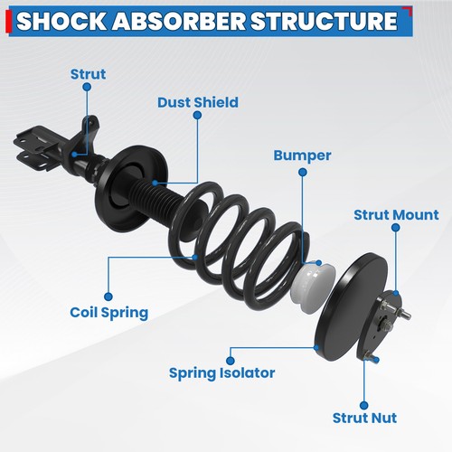 4 Front & Rear Complete Strut Shocks Absorbers For 2012-2017 Toyota ...