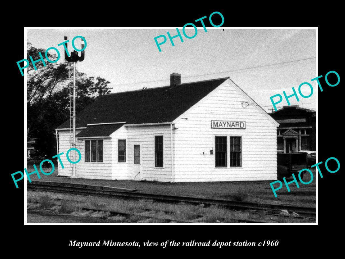 OLD POSTCARD SIZE PHOTO OF MAYNARD MINNESOTA THE RAILROAD STATION c1960 ...