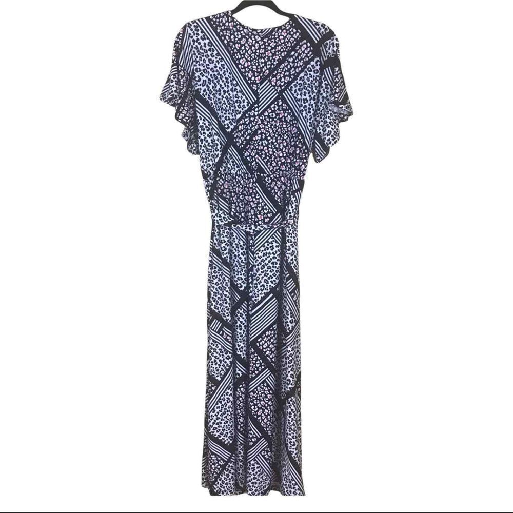 NY Collection Dress Womens 2X Petite Floral Animal Print Beaded V Neck ...