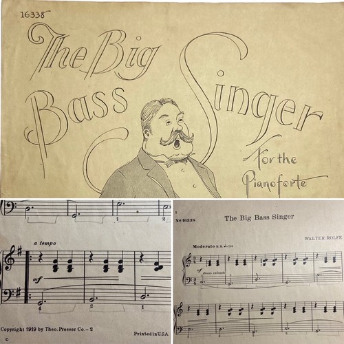 THE BIG BASS SINGER Sheet Music 1919 Theodore Presser Co WALTER ROLFE ...
