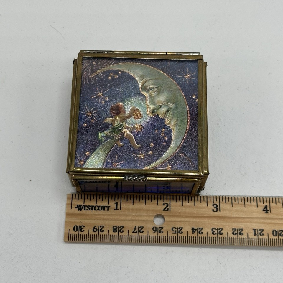VTG Glass Moon Trinket Jewelry Box Thomas Cathey Collection? Cherub ...