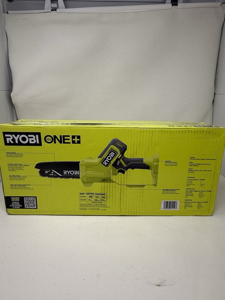 Ryobi PCLCW01B 18V ONE+ 6-inch Cordless Portable Pruning Chainsaw (TOOL ...