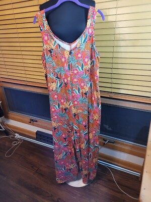 Cuddle Duds Step in Pants Lg Pockets Hem Slits Tropical Sleeveless 091 ...