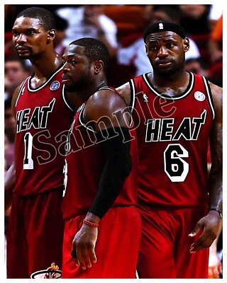 Miami Heat Big 3 Chris Bosh Dwyane Wade Lebron James Color 8 X 10 Photo ...