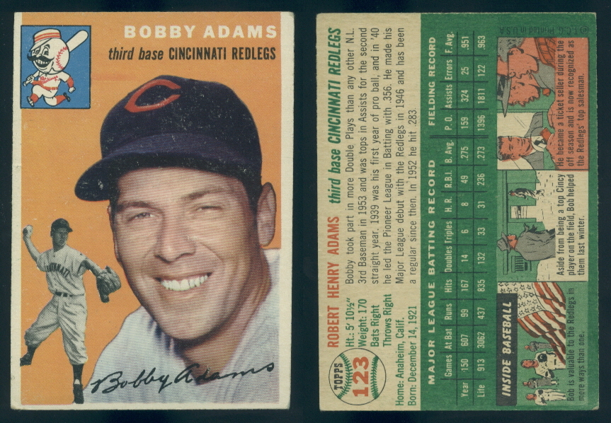 (52430) 1954 Topps 123 Bobby Adams Reds-VGX | eBay