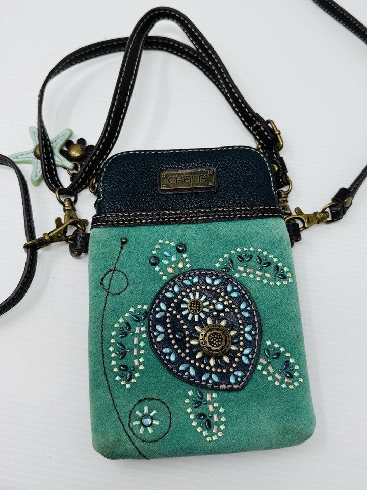 Chala Handbags Crossbody Bag Purse Faux Suede Teal Blue Green Sea ...