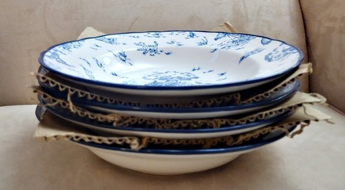 Disney Winnie the Pooh Blue Toile Dinnerware Soup Bowl 4 Piece Set | eBay