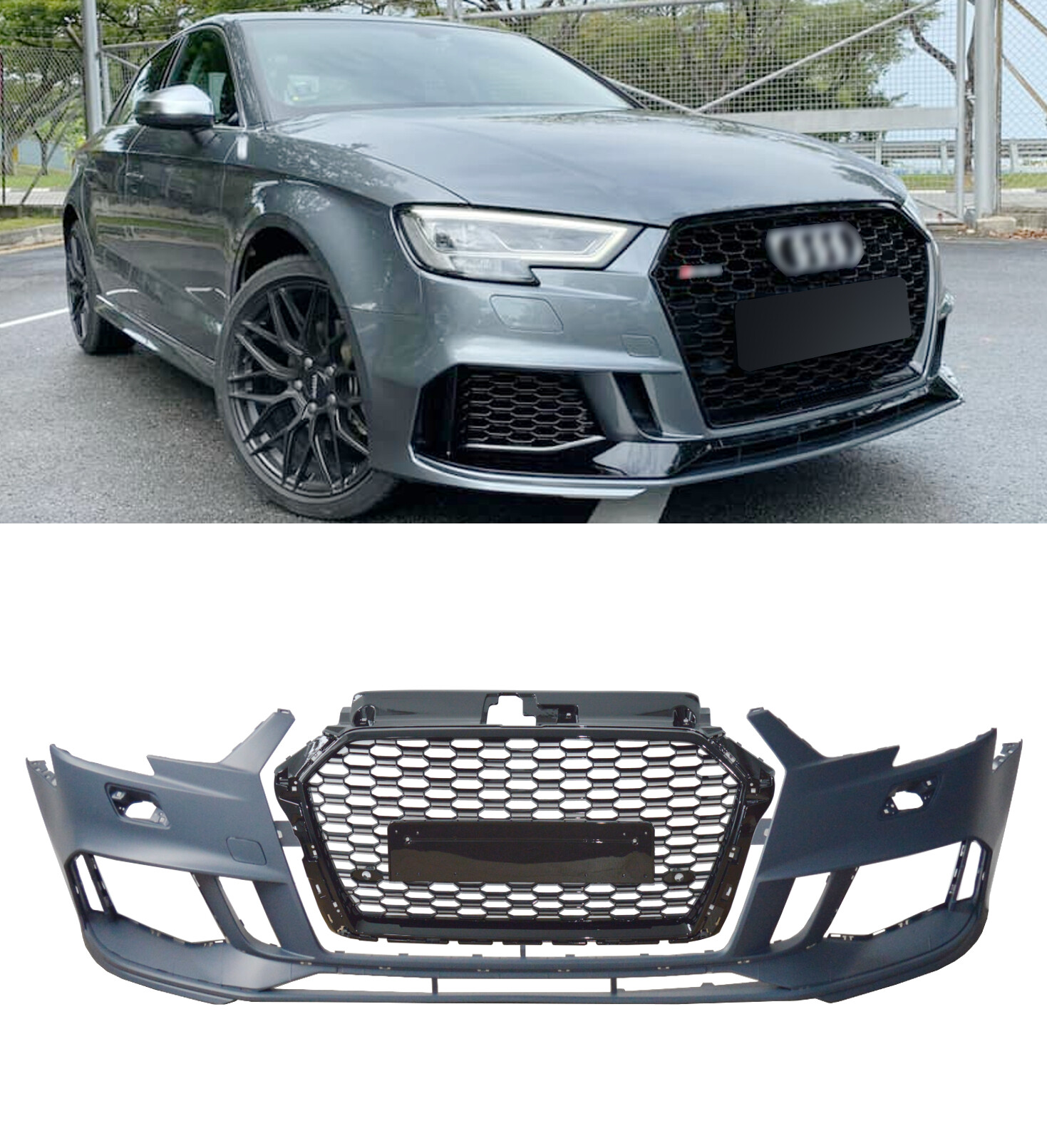 FRONT BUMPER BODYKIT CONVERSION PRIMED RS3 STYLE FOR AUDI A3 S3 8V ...