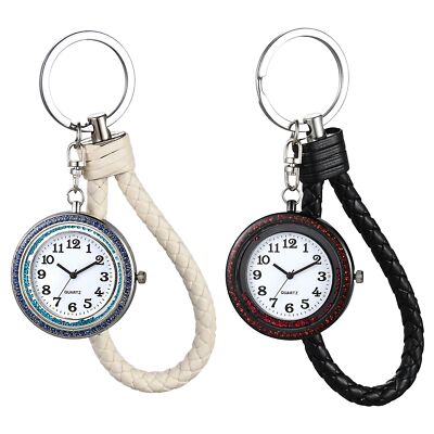 Men Women Portable Nurse Watch Keychain Key Ring Leather Rope Clip ...