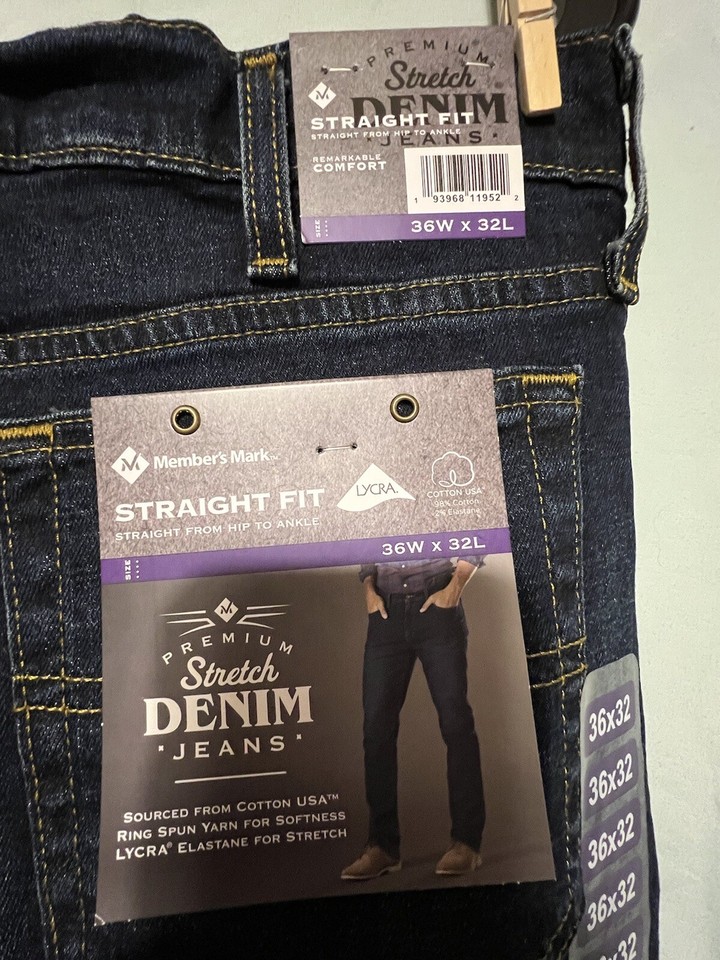 Members Mark Premium Stretch Denim Straight Fit Jeans Men’s 36x32 | eBay