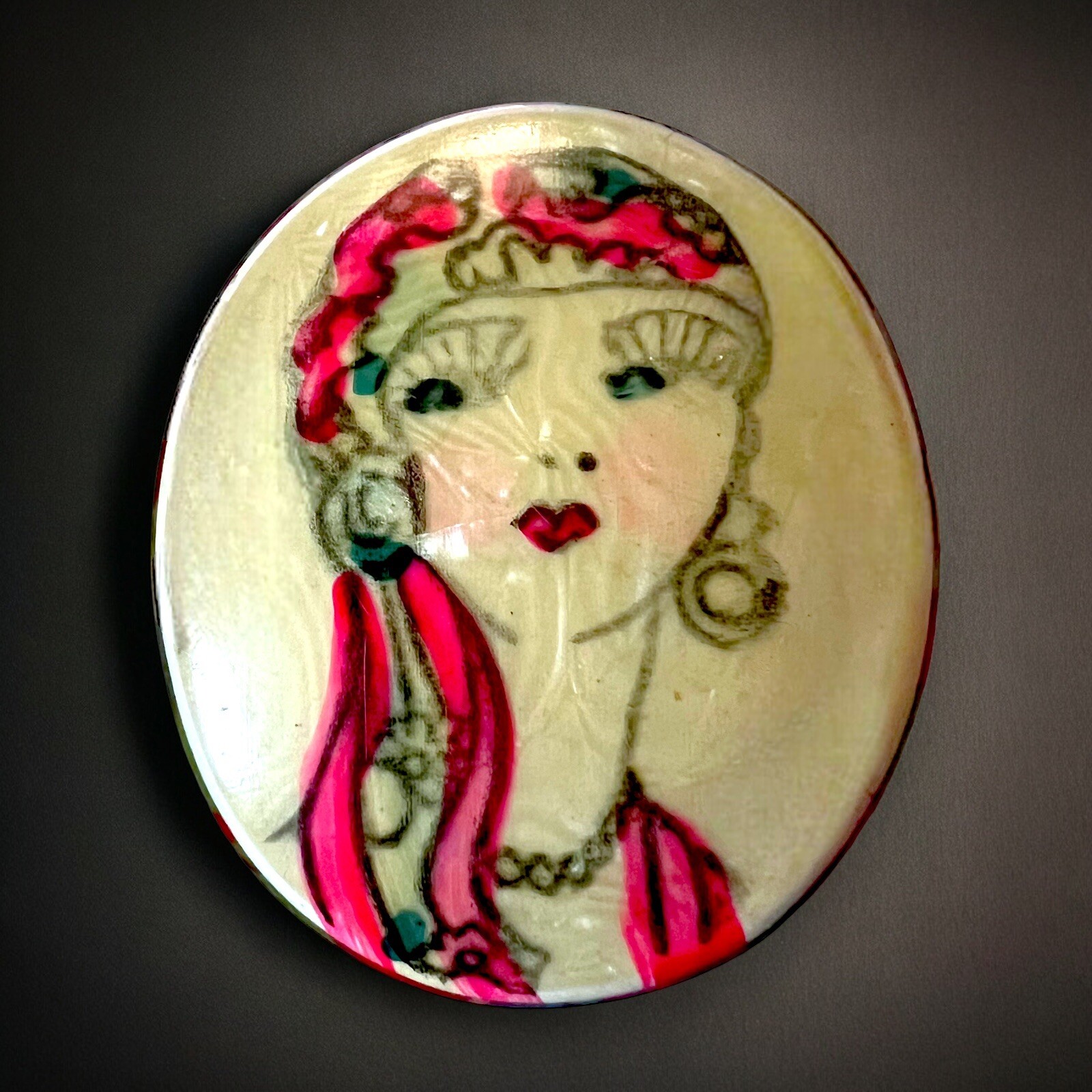 Vintage 1920s Art Deco Flapper Girl Celluloid Brooch … - Gem