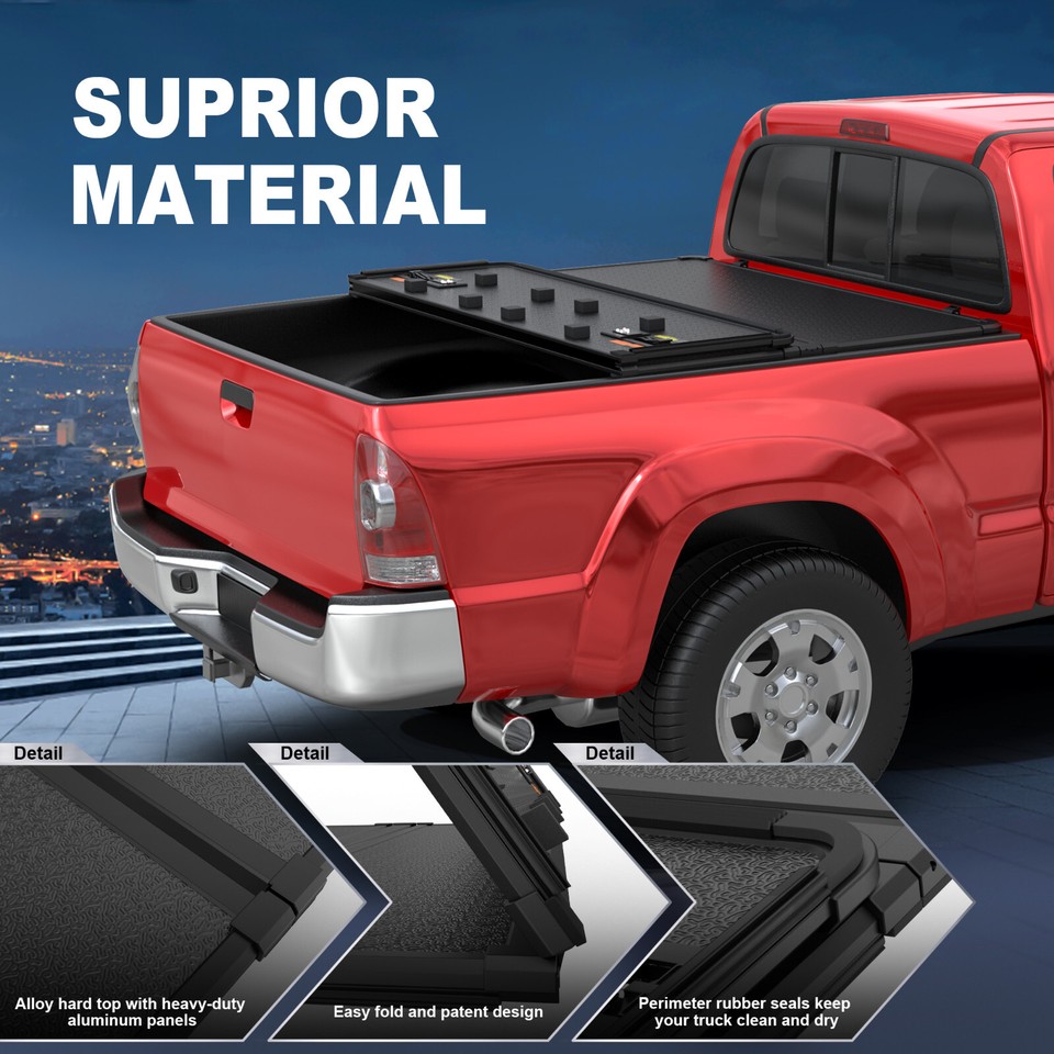 Tri-Fold 5FT Hard Truck Bed Tonneau Cover For 2016-2023 Toyota Tacoma ...