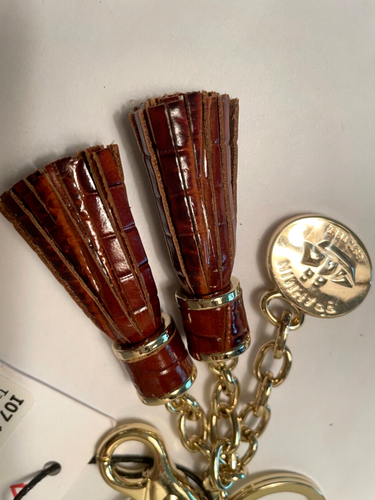 NWT Brahmin PECAN MELBOURNE CROC Red Brown TASSEL Key Fob PURSE CHARM ...