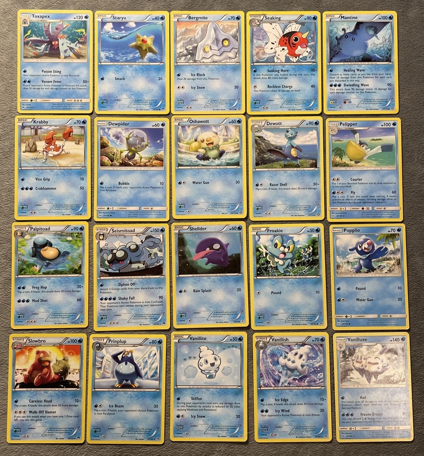 Water Type Pokemon Cards Lot Froakie Oshawott Slowbro Rare Seismitoad ...