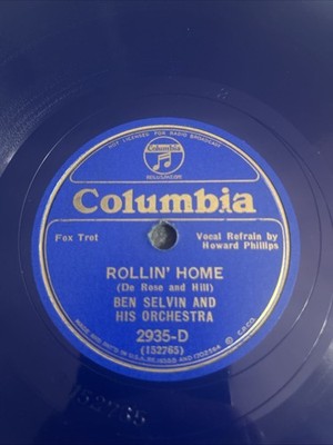 Ben Selvin On Columbia (blue Wax ) Rolling’ Home / The Prize Waltz | eBay