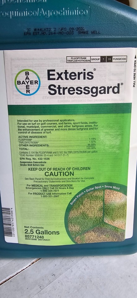 Bayer Exteris Stressgard Fungicide 2.5 Gallons for Golf Course Sod Farm ...