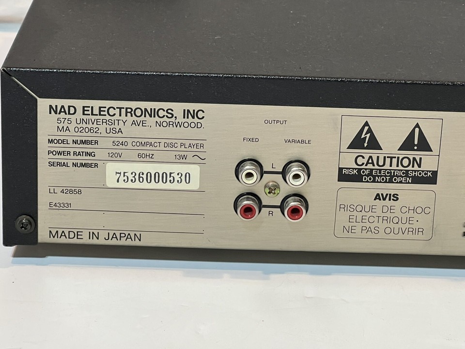 NAD 5240 CD CD Player Made in Japan,. PARTS OR REPAIR no remote | eBay