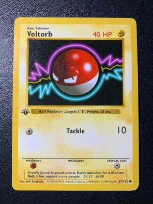 ⚡Voltorb 67/102 1st Edition Shadowless Pokemon Card WOTC Base Set. Rare ...