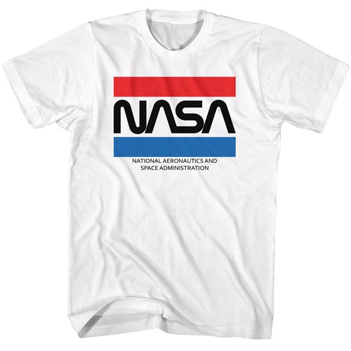 NASA Red White and Blue Stripes Logo White T-shirt | eBay
