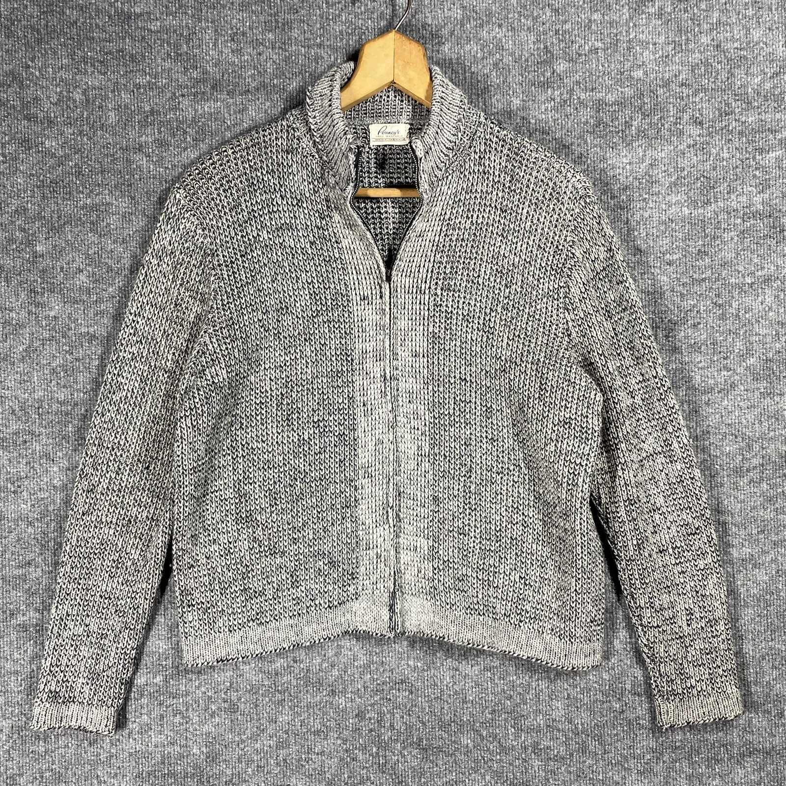 VINTAGE 40s 50s Penneys Salt & Pepper Knit Sweater Ca… - Gem