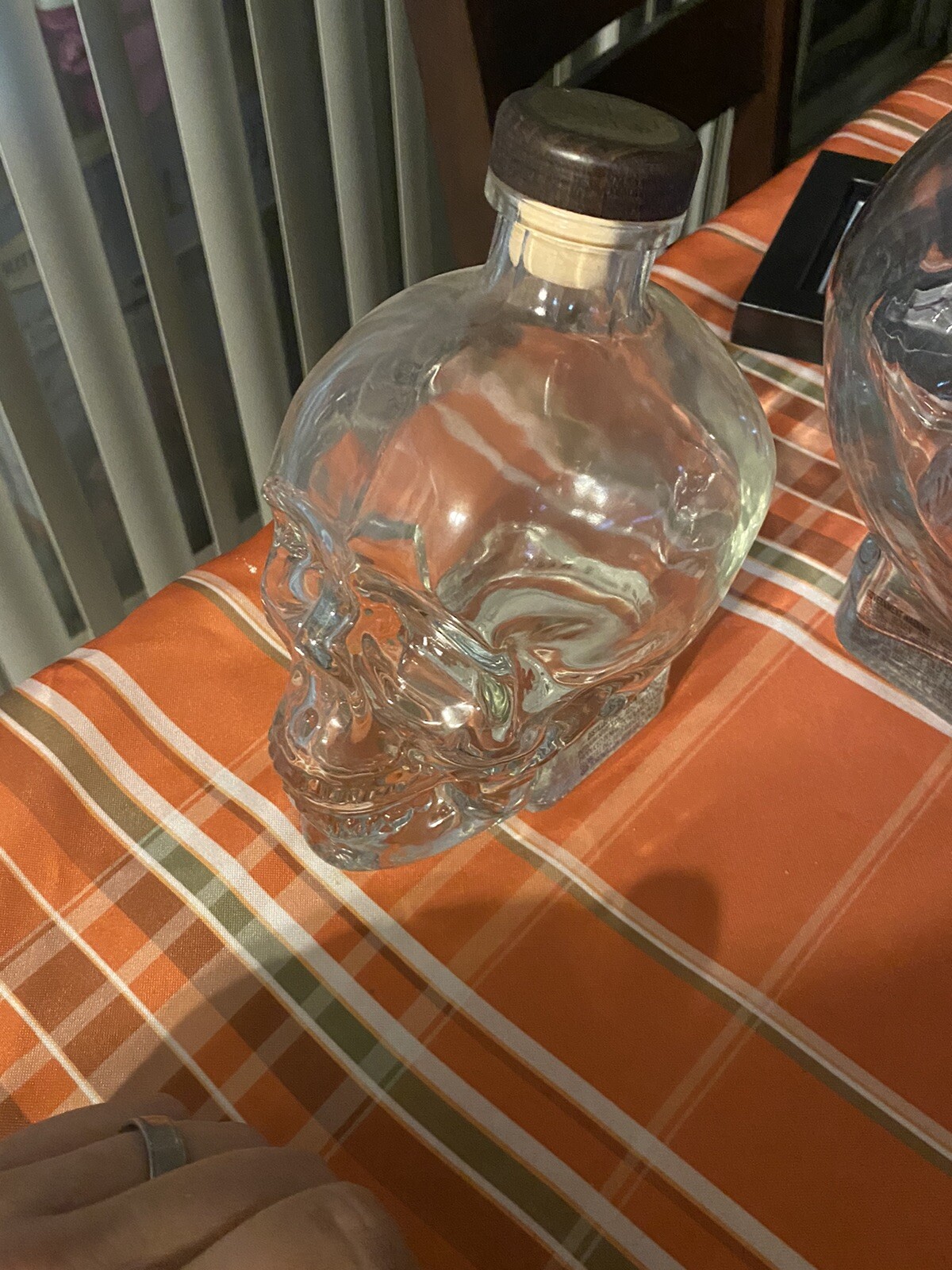 CRYSTAL HEAD SKULL SKELETON VODKA GLASS LIQUOR BOTTLE, EMPTY 750ML #2 ...
