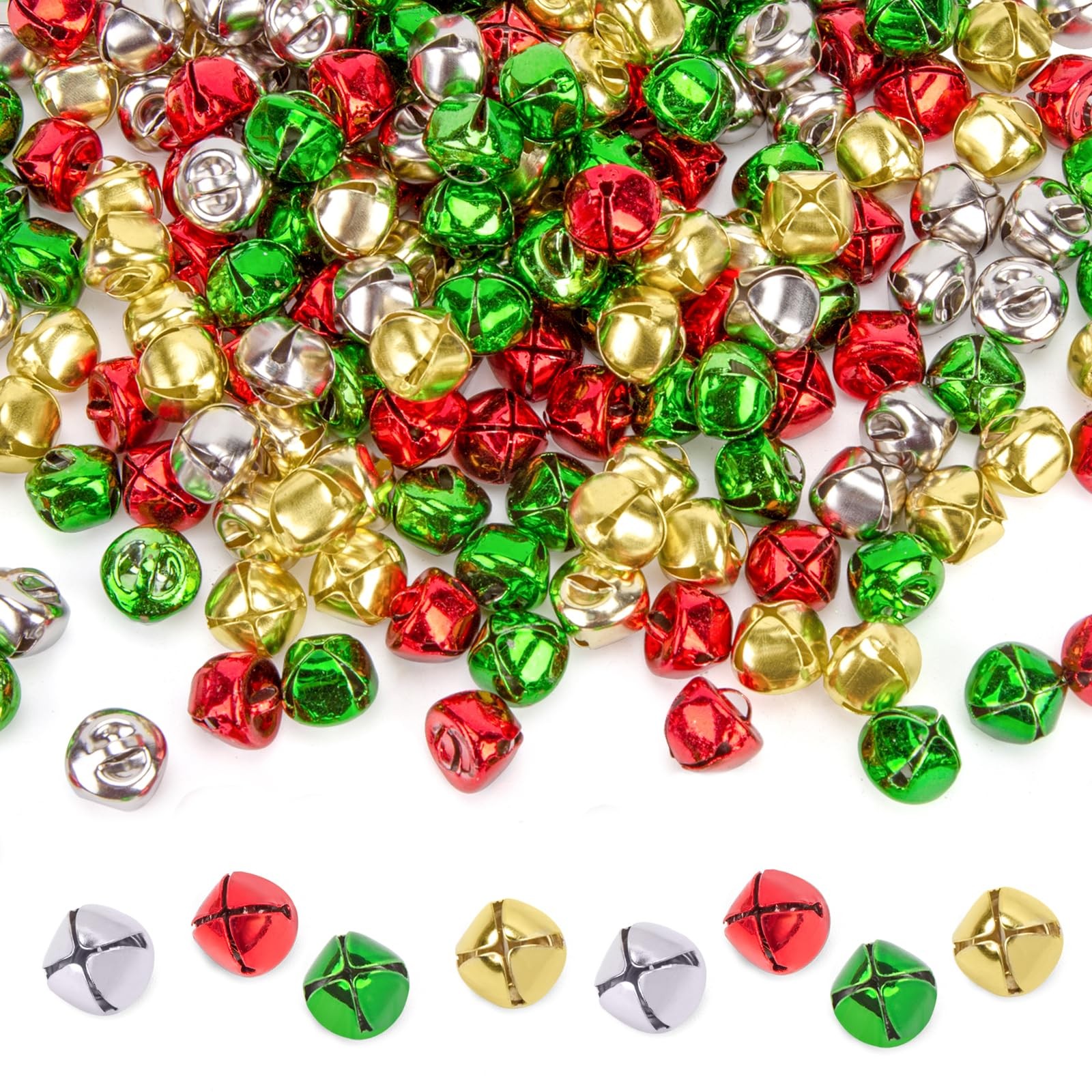 Christmas Jingle Bells, 340PCS Craft Bells Bulk Colored Bells Metal DIY ...