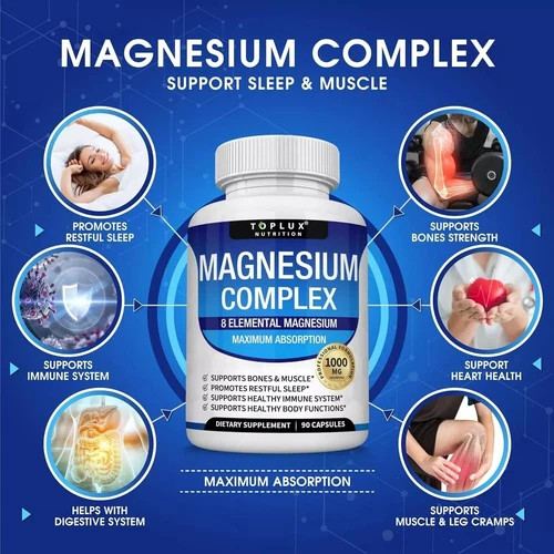 Toplux Nutrition Magnesium Complex 1000mg Supports 8 Elemental ...