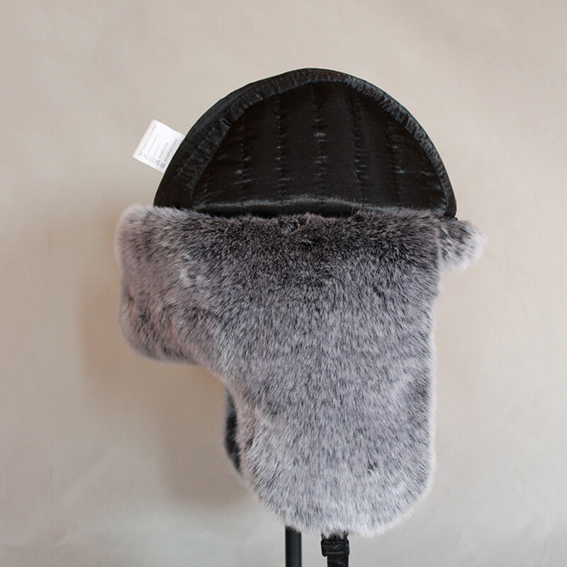 Men Wool Blend Trapper Hat with Faux Fur Ear Flap Russian Cap Winter ...
