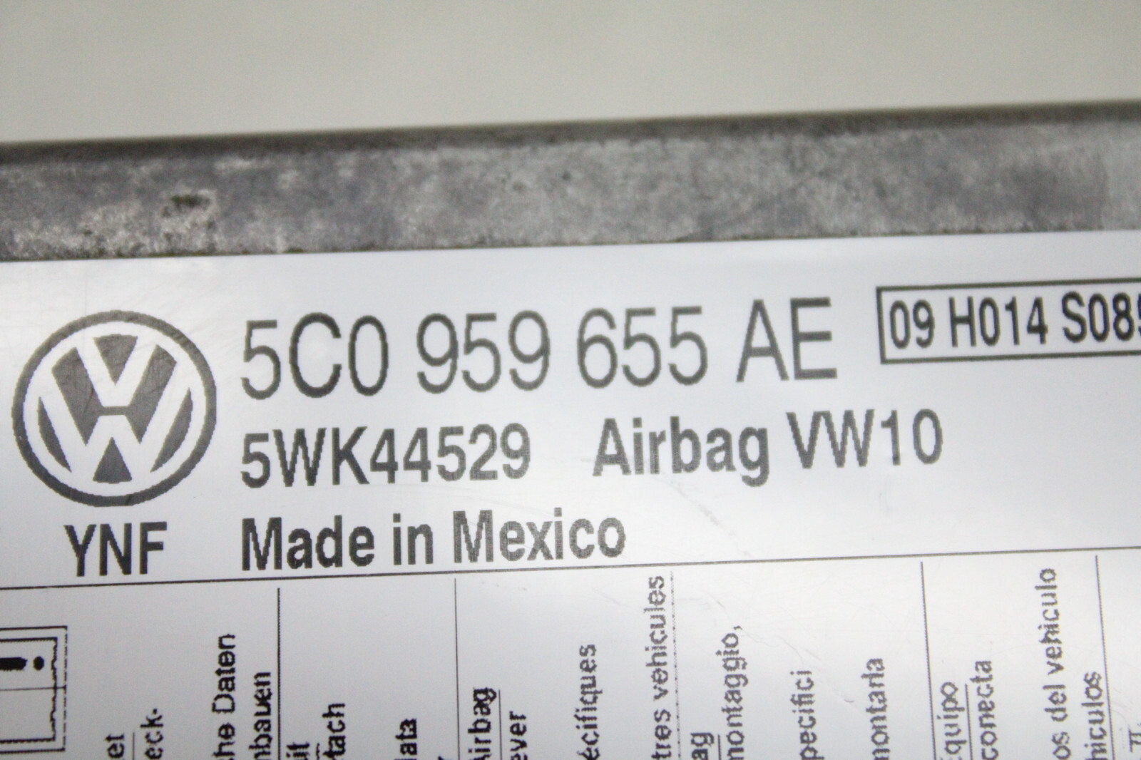 2014 VW PASSAT SDM CONTROL MODULE 5C0 959 655 AE OEM 12 13 14 15 16 17 ...