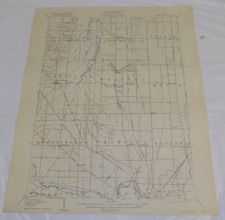 1907 Topographic Map of BRISTOLVILLE QUADRANGLE, OH, TRUMBULL COUNTY | eBay