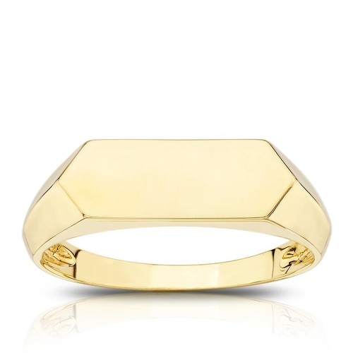 9ct Yellow Gold Signet Ring Oblong-Haxagon Shape Sizes I-S, UK ...