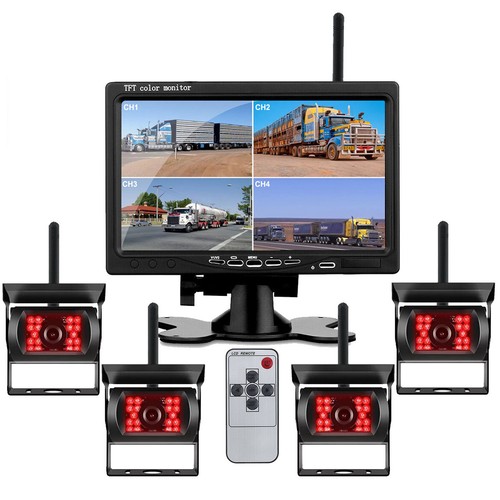 4x Wireless 7" Quad Monitor Rear View Backup Camera for Caravan RV ...