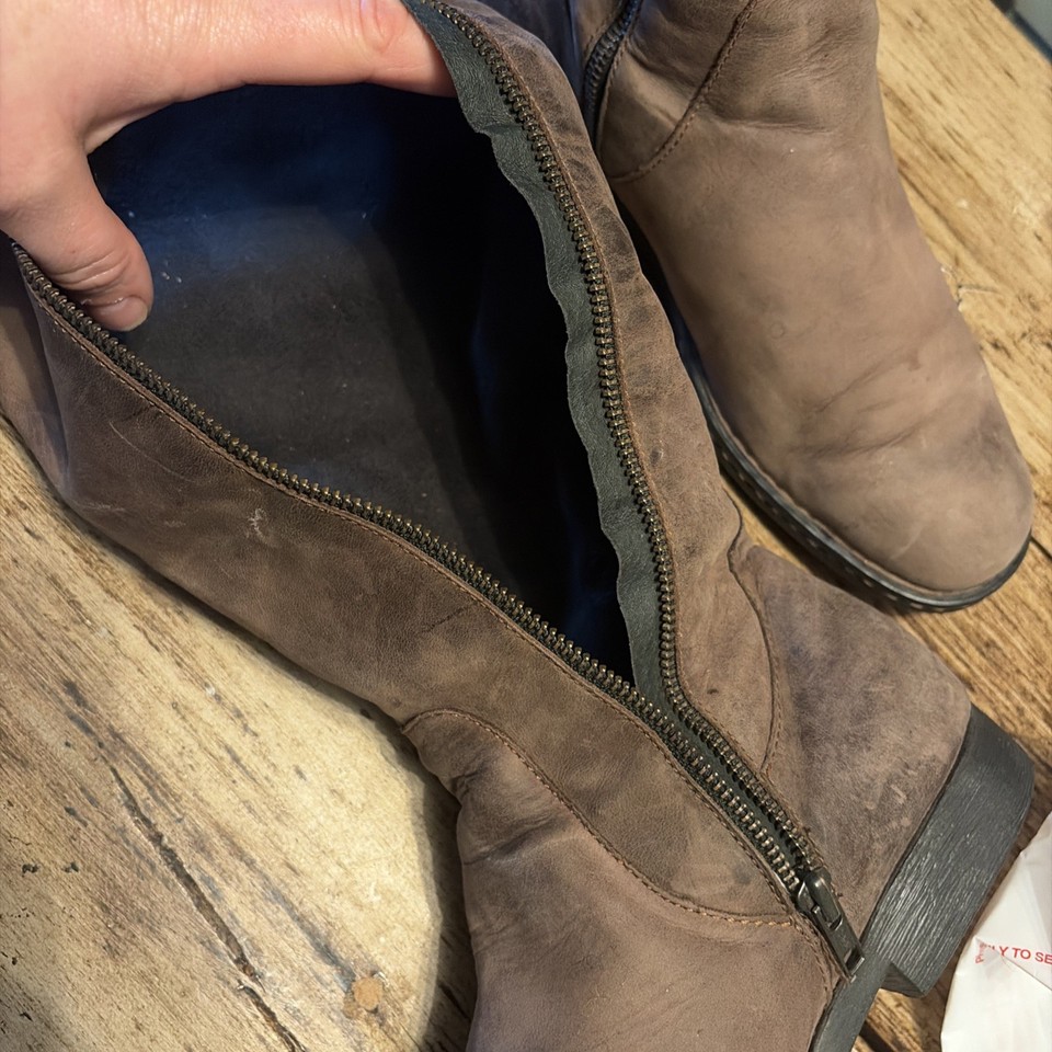 Born Women’s 10 Tall Brown Leather Western Riding Boots Distressed Soft ...