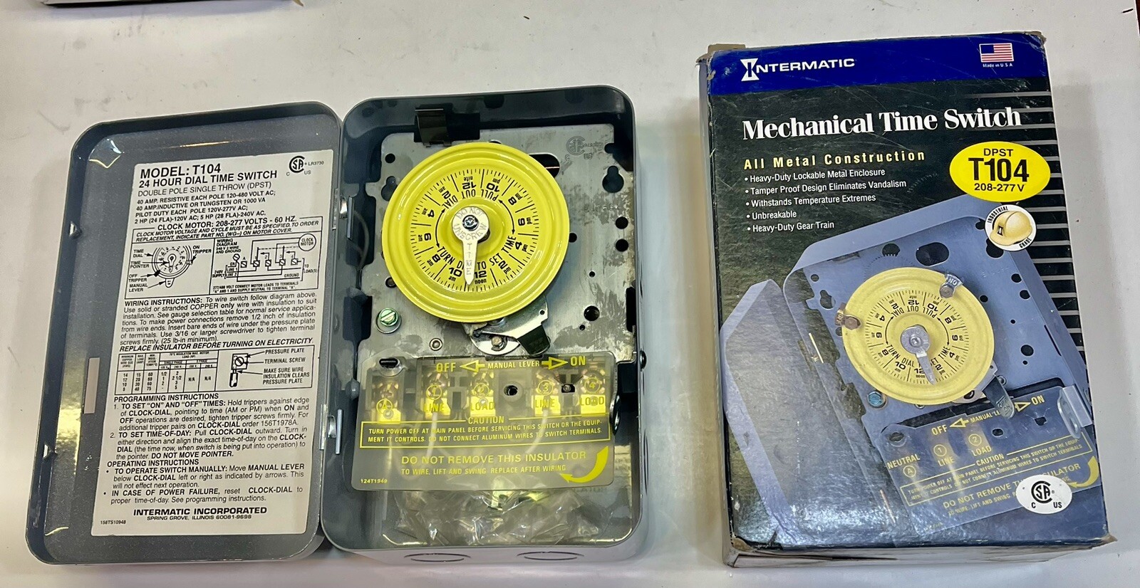 Intermatic T104 208-277V 40A 24 Hour Mechanical Timer DPST Gray Metal ...
