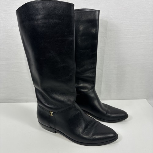 Etienne Aigner Black Leather Knee High Boots Women's Size 8M 7948 ...
