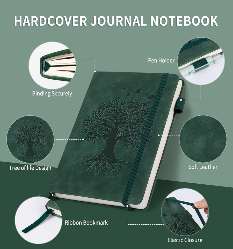 Lined Journal Notebook for Women Men, A5 Hardcover Leather Journals for ...