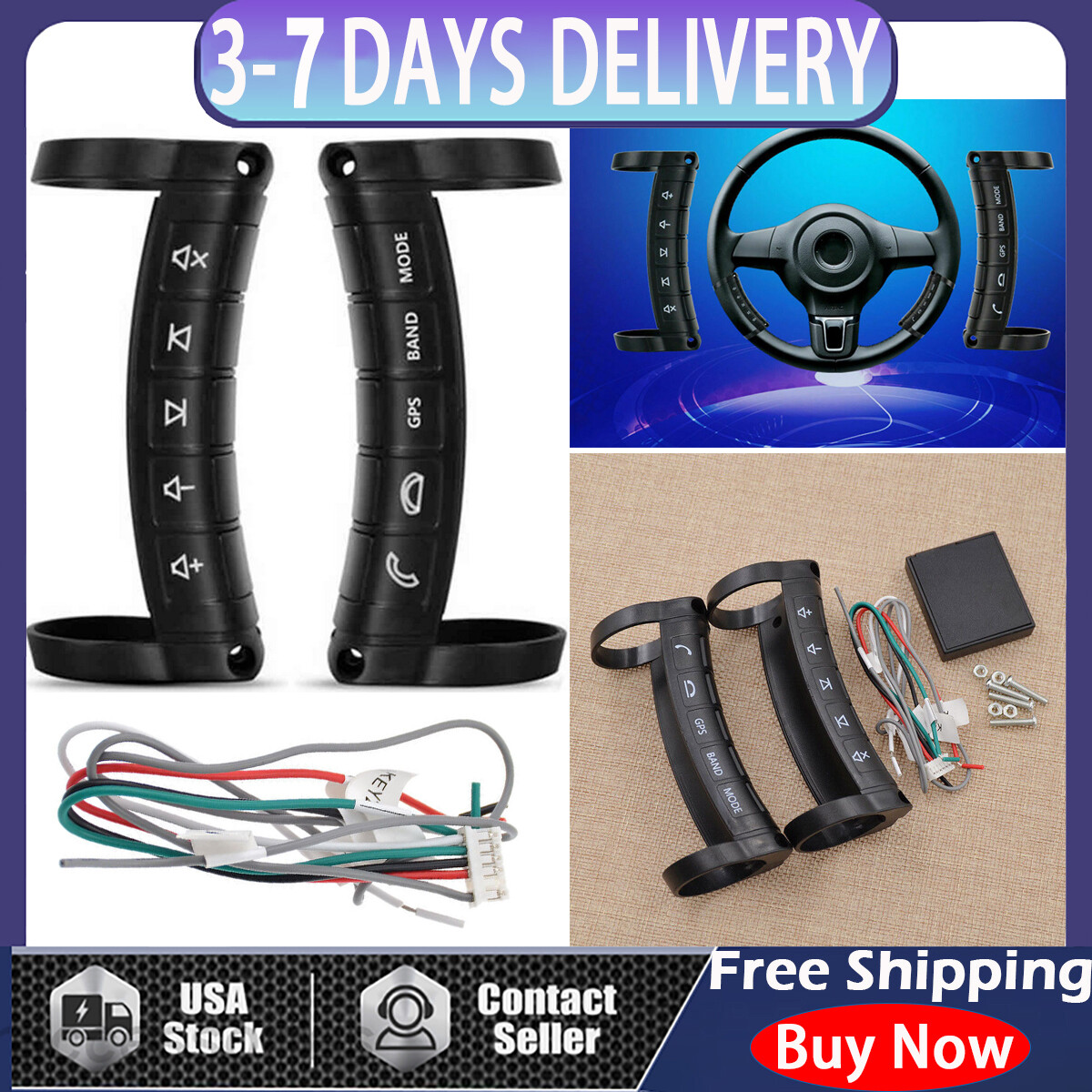 Remote Control Button Car Audio Steering Wheel Wireless Bluetooth ...