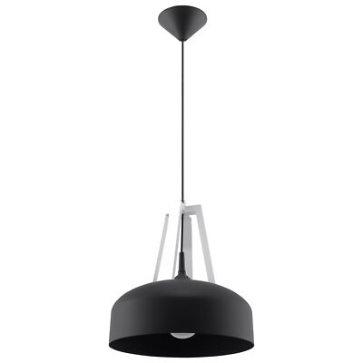 Modern Pendant CASCO Steel/Wood, White/Black E27 LED SOLLUX LIGHTING ...
