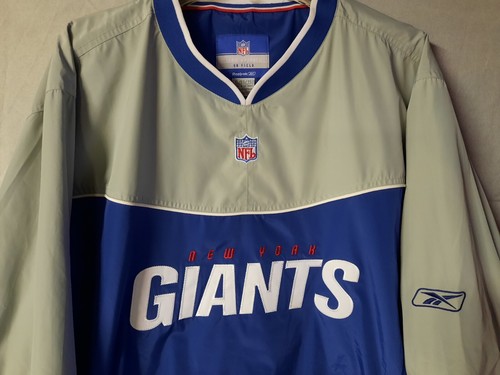 NY GIANTS NFL Reebok On Field Mens XL Blue/Gray Pullover. Lightweight w ...
