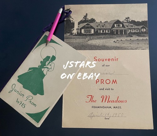 1950 FRAMINGHAM, MA, THE MEADOWS WATERTOWN HIGH SCHOOL PROM MENU DANCE ...