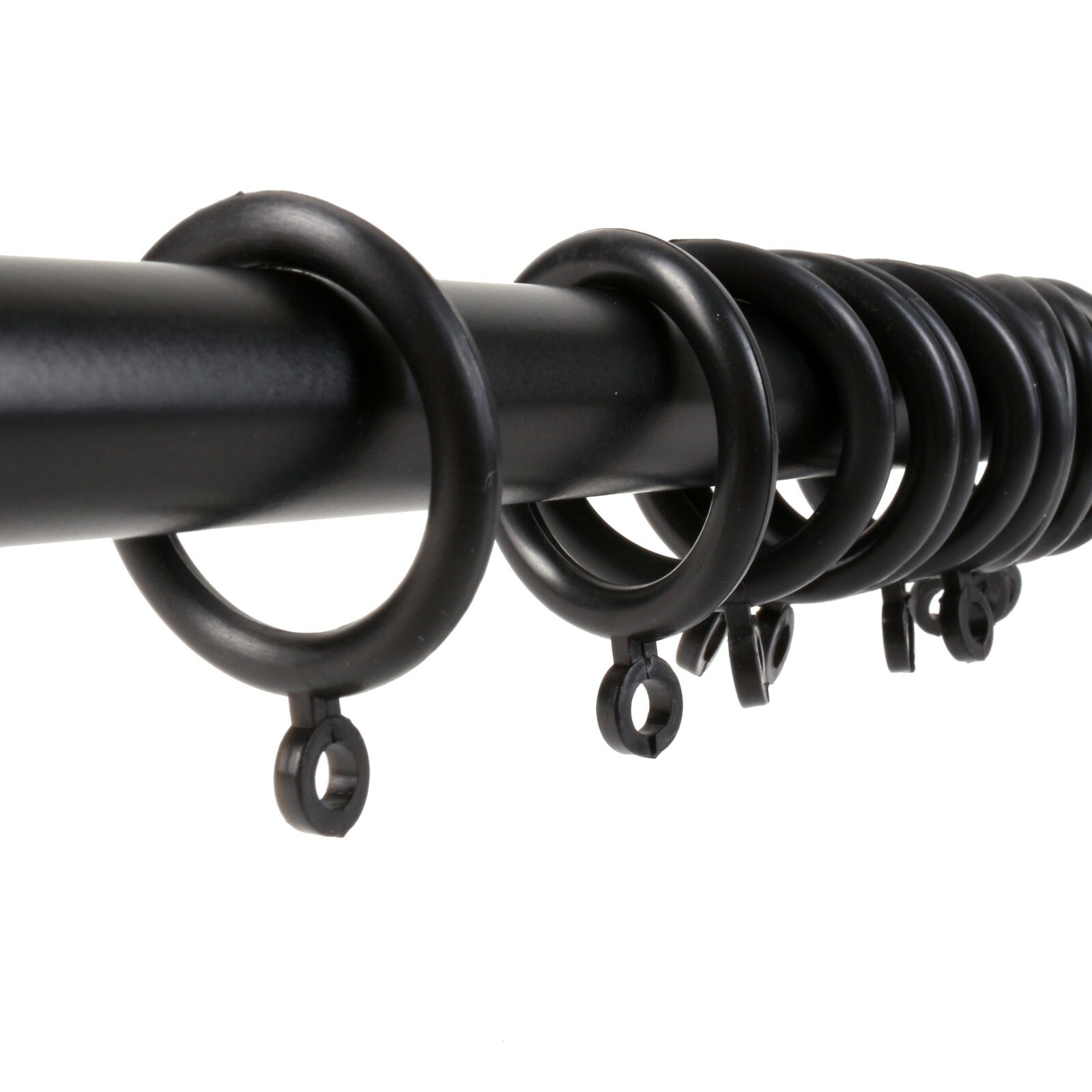 SMALL OR LARGE Black Curtain Rings 37mm/28mm Diameter Hoop/Loop/Hook ...