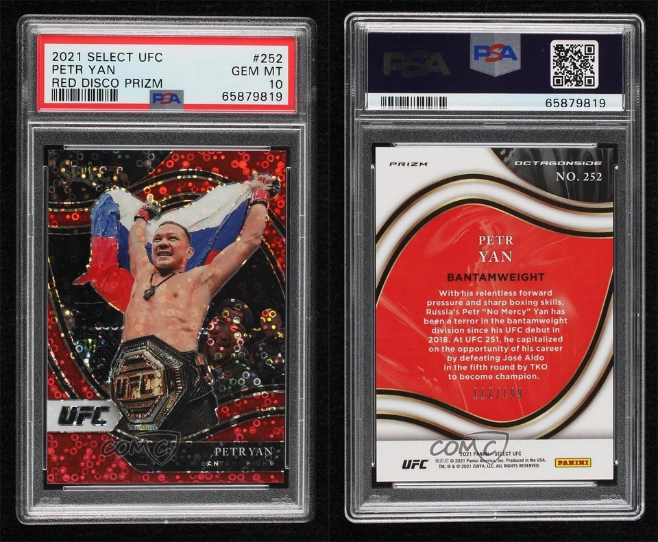 2021 Select UFC Octagonside Red Disco Prizm /199 Petr Yan #252 PSA 10 ...