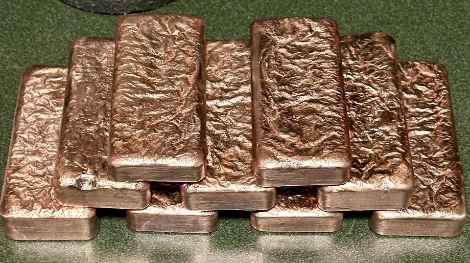 🔥 Gorgeous 1 + Lb Pound .999 Pure Copper ART Bars Bullion Hand Poured ...