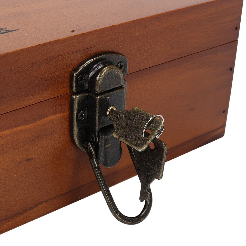 Vintage Wooden Gift Boxes Chest Keepsake Storage Box w Hinged Lid Lock ...
